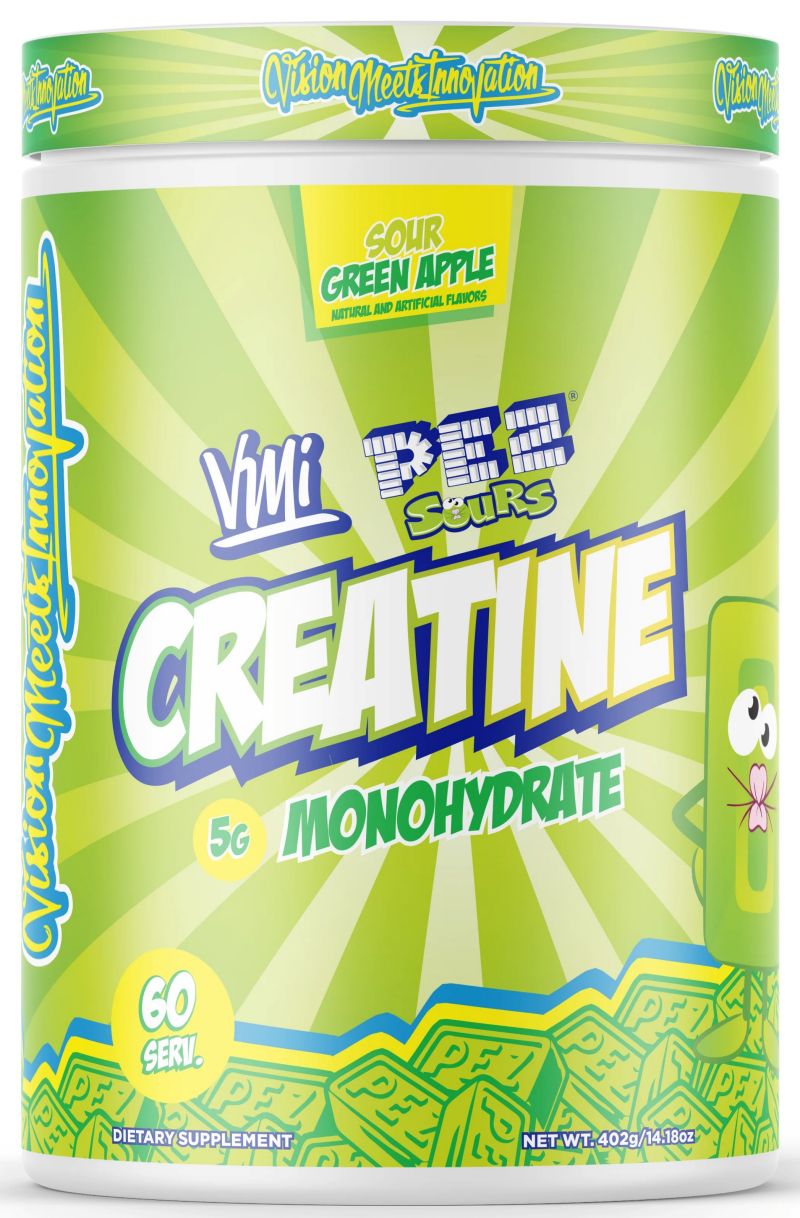 Creatine Monohydrate Flavored PEZ Sour Green Apple | Bodyandfitness.com